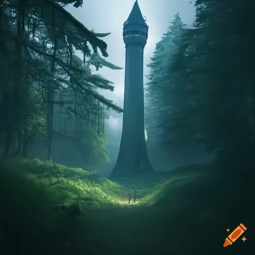 Wizard tower in the forest on Craiyon