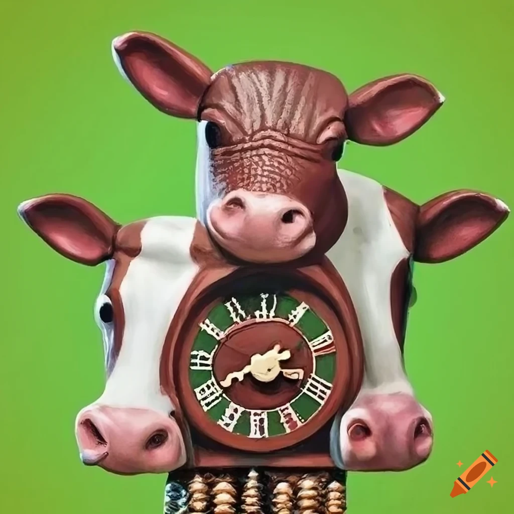 Sculpted dairy cow movie poster in cuckoo clock style by Norman ...