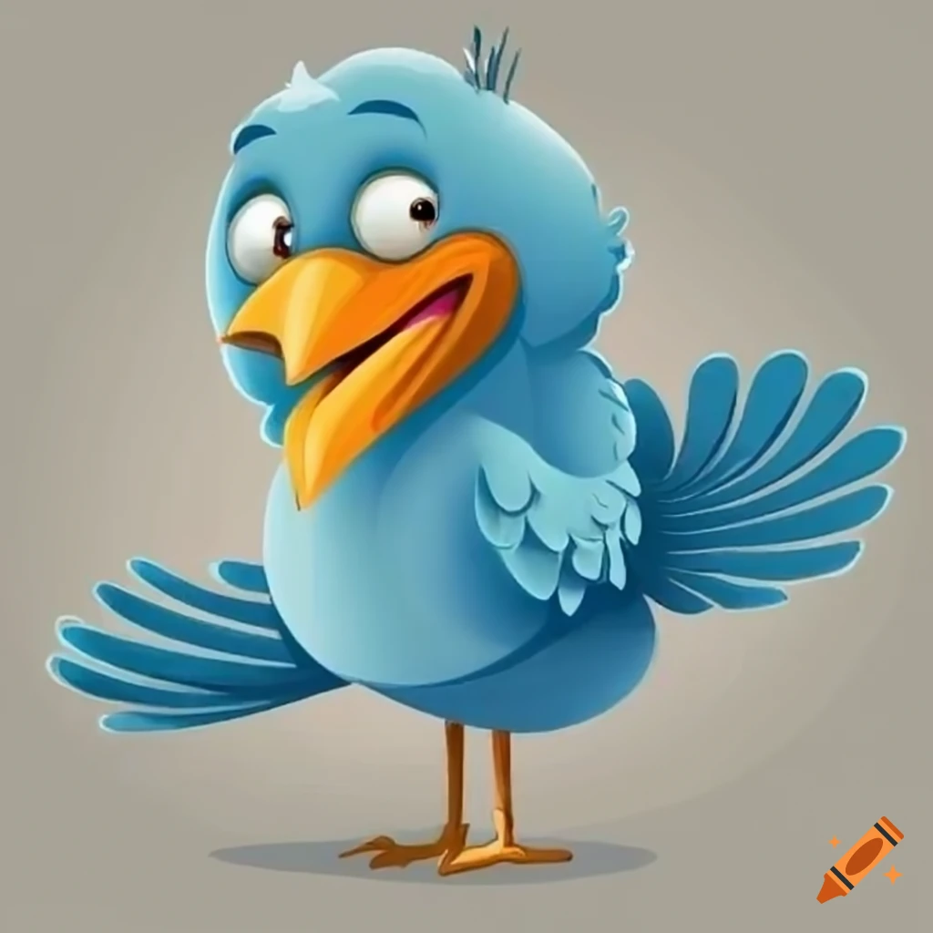 Cartoon smiling bird with books in each hand on Craiyon