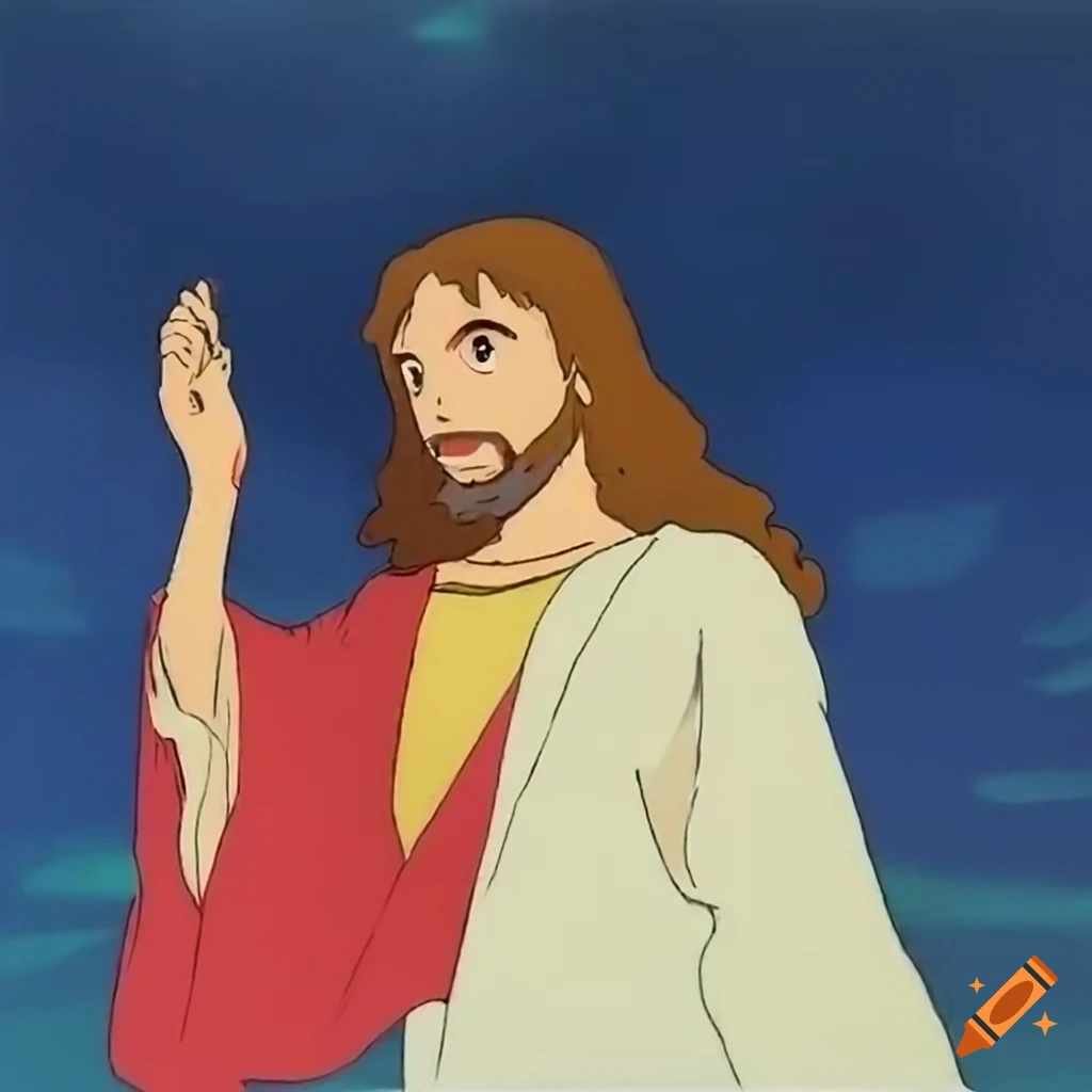 Jesus in studio ghibli anime style, high quality and detailed on Craiyon