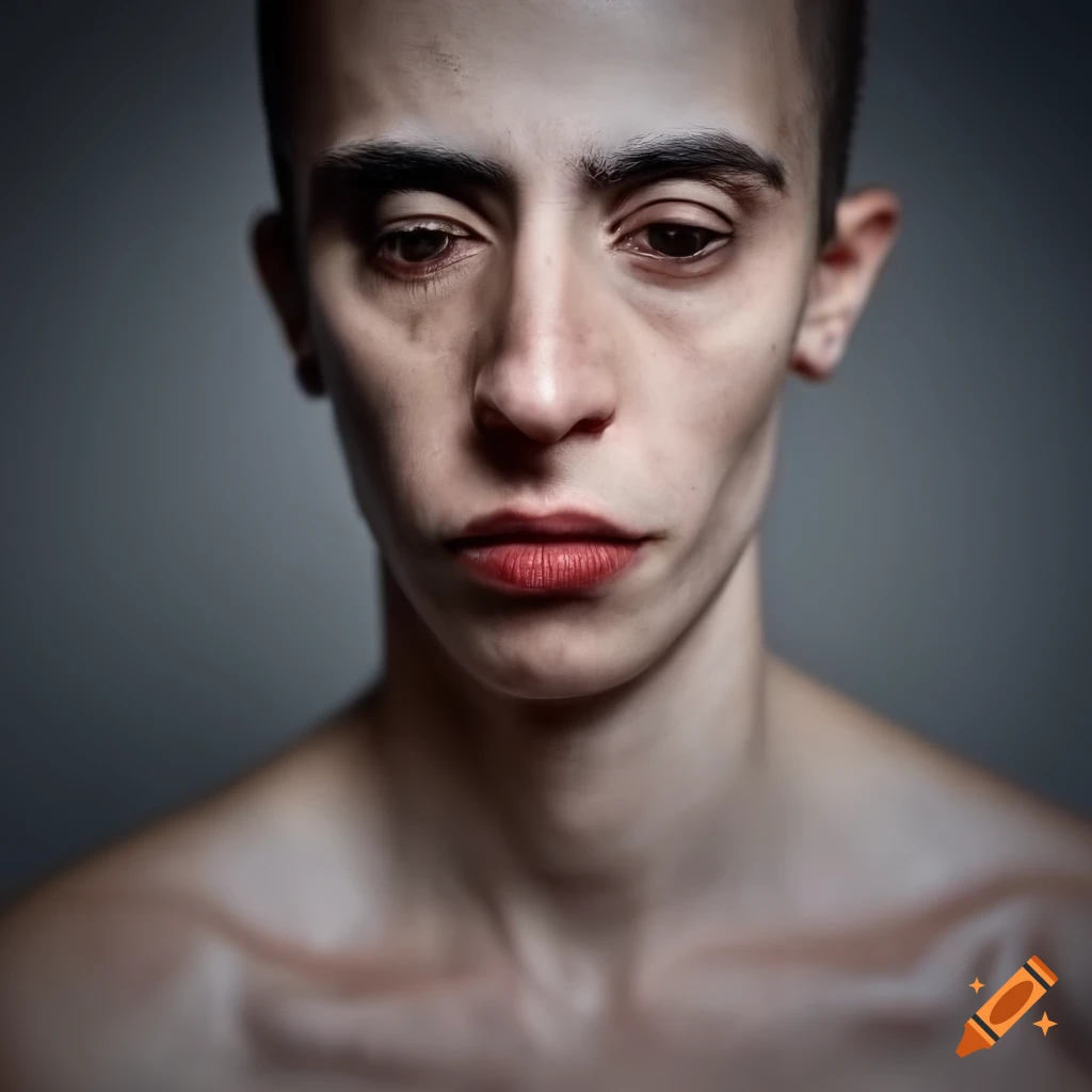 Striking portrait of a man in the style of Roberto Ferri on Craiyon