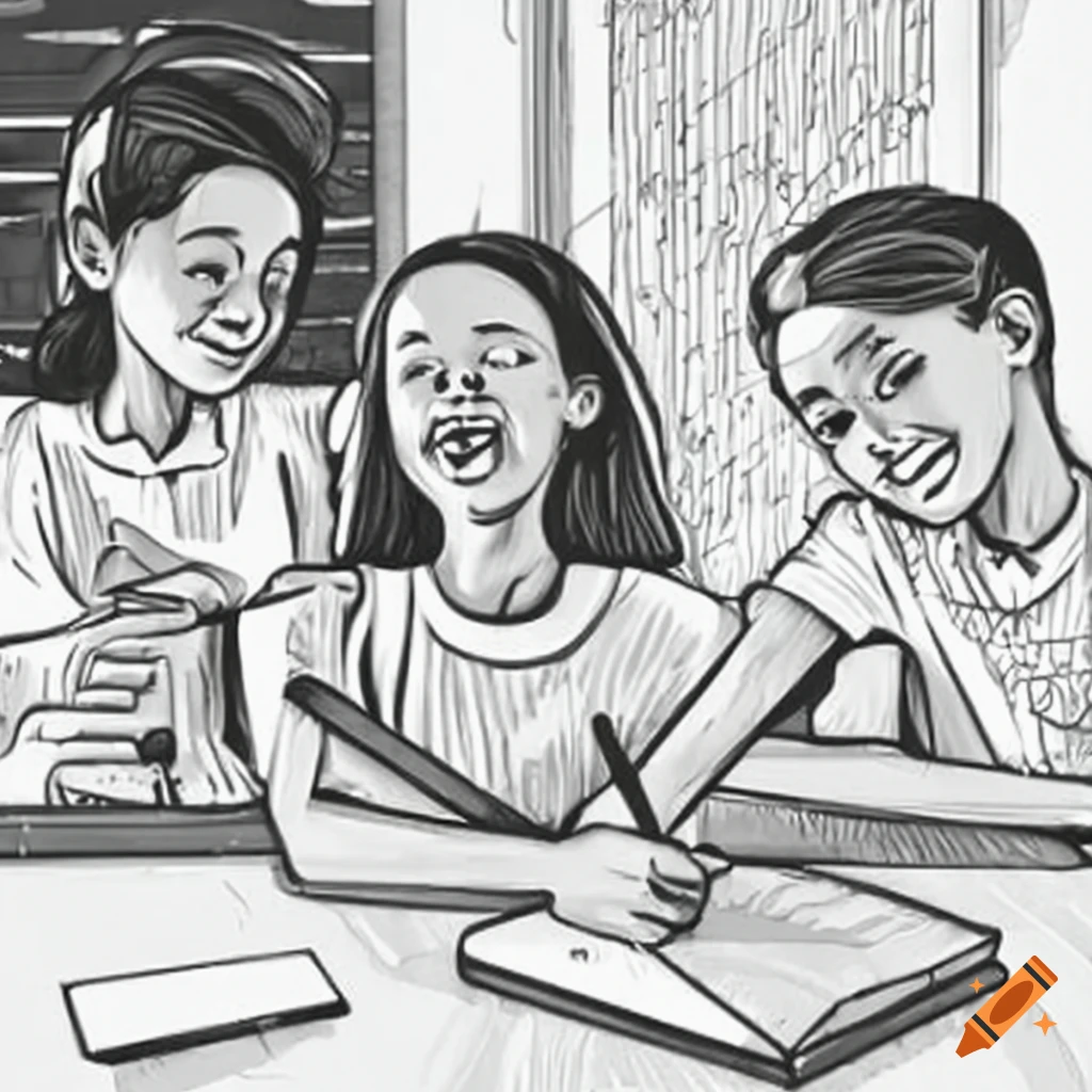 Three pupils working together on Craiyon