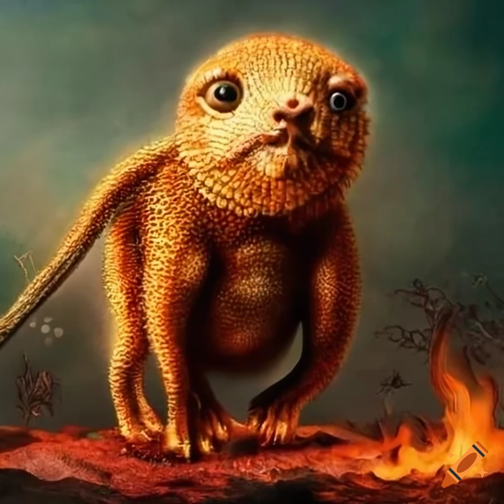 Haeckel cute animals in a volcanic earthscape on Craiyon