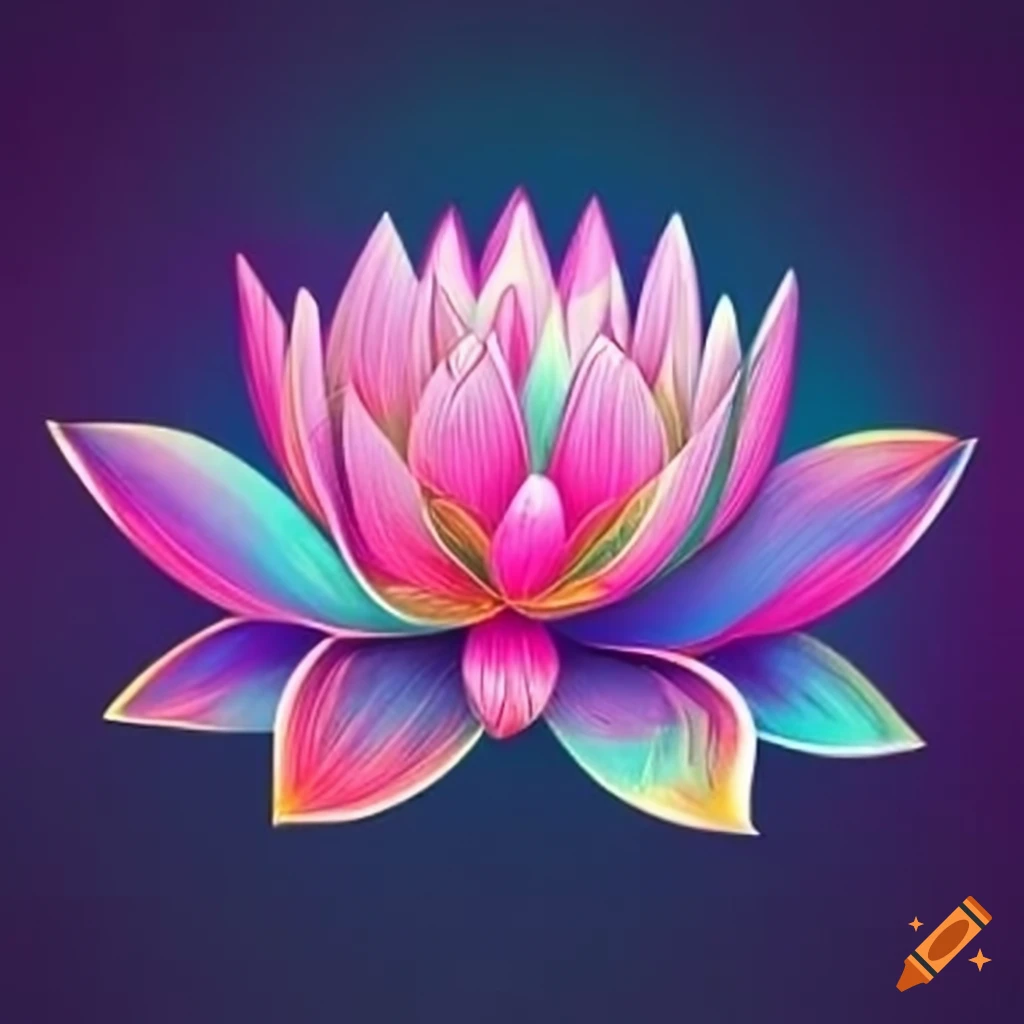 Lotus flower with pink and blue petals on Craiyon