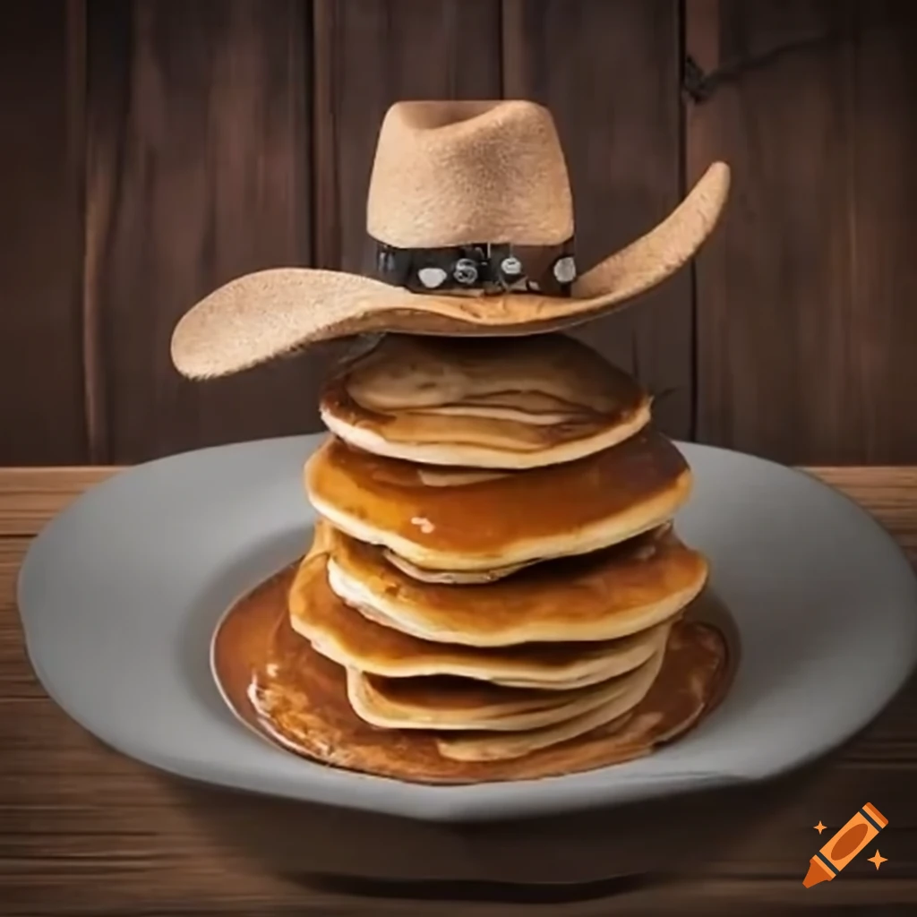 Pancakes with a cowboy hat on Craiyon