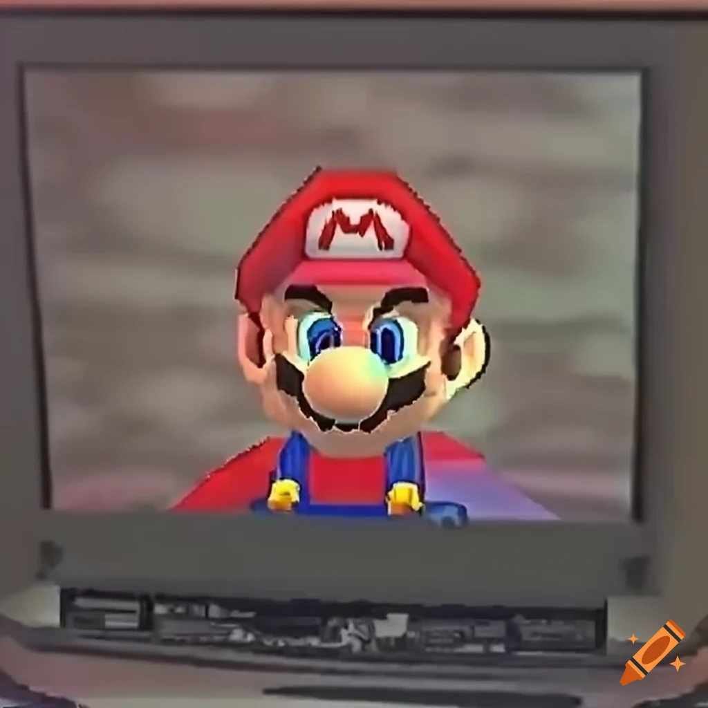 Television screen showing leaked footage of unreleased game super mario ...
