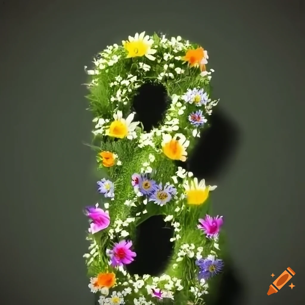 Number 8 made of flowers and grass on Craiyon