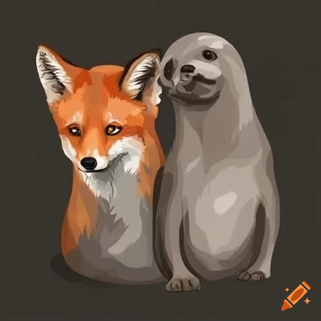 Fox and seal as unlikely friends on Craiyon