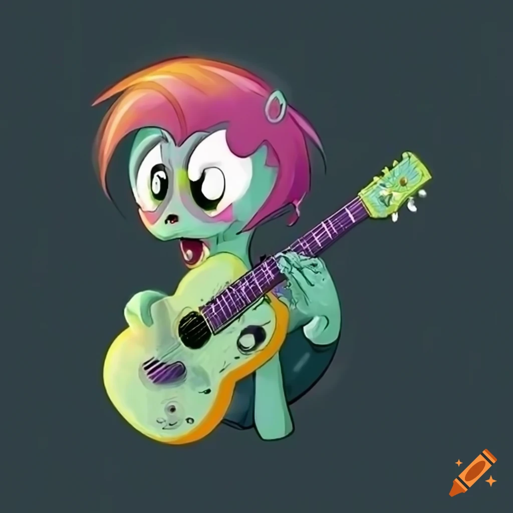 Cartoon zombie playing a guitar on Craiyon