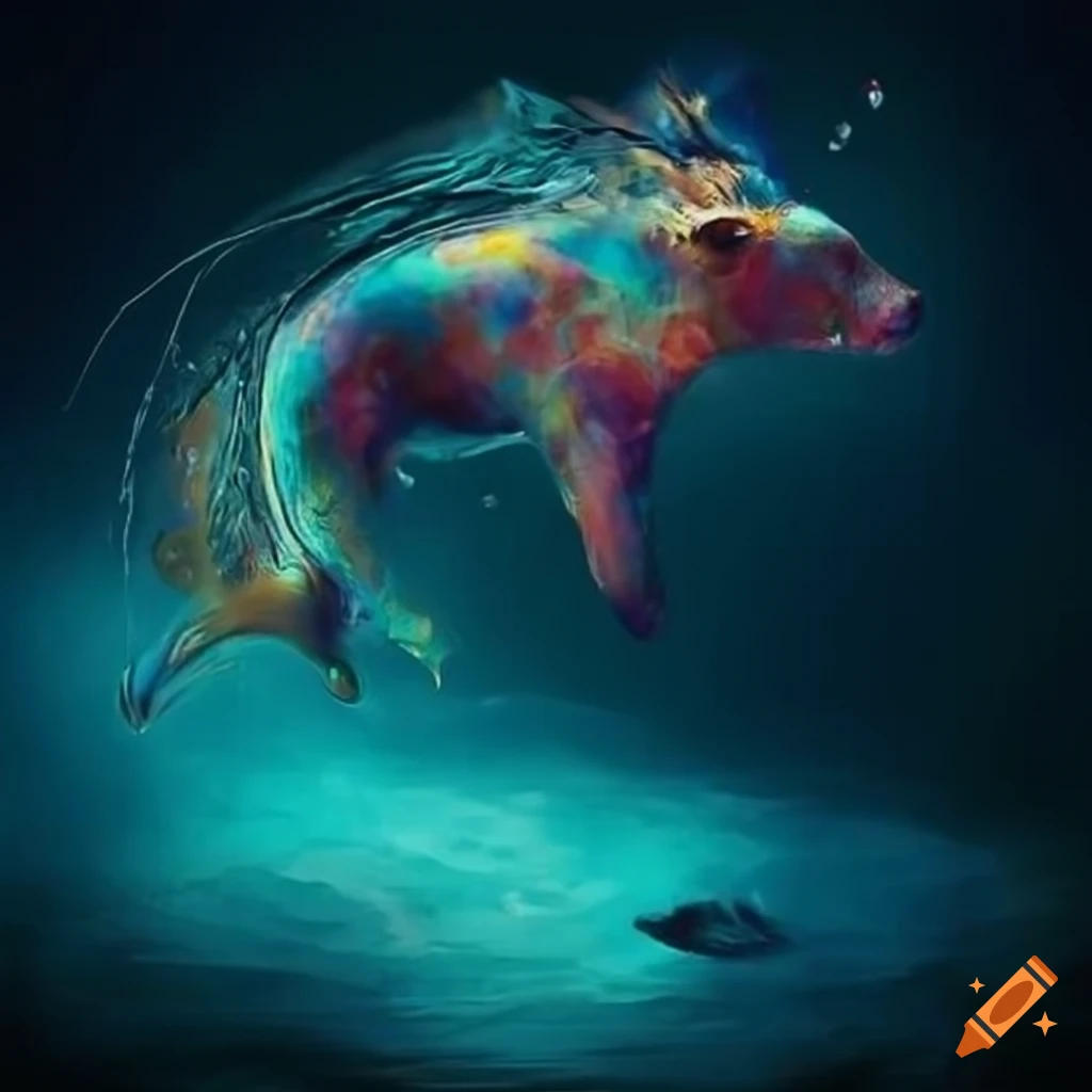 Abstract art of floating animal spirits on Craiyon