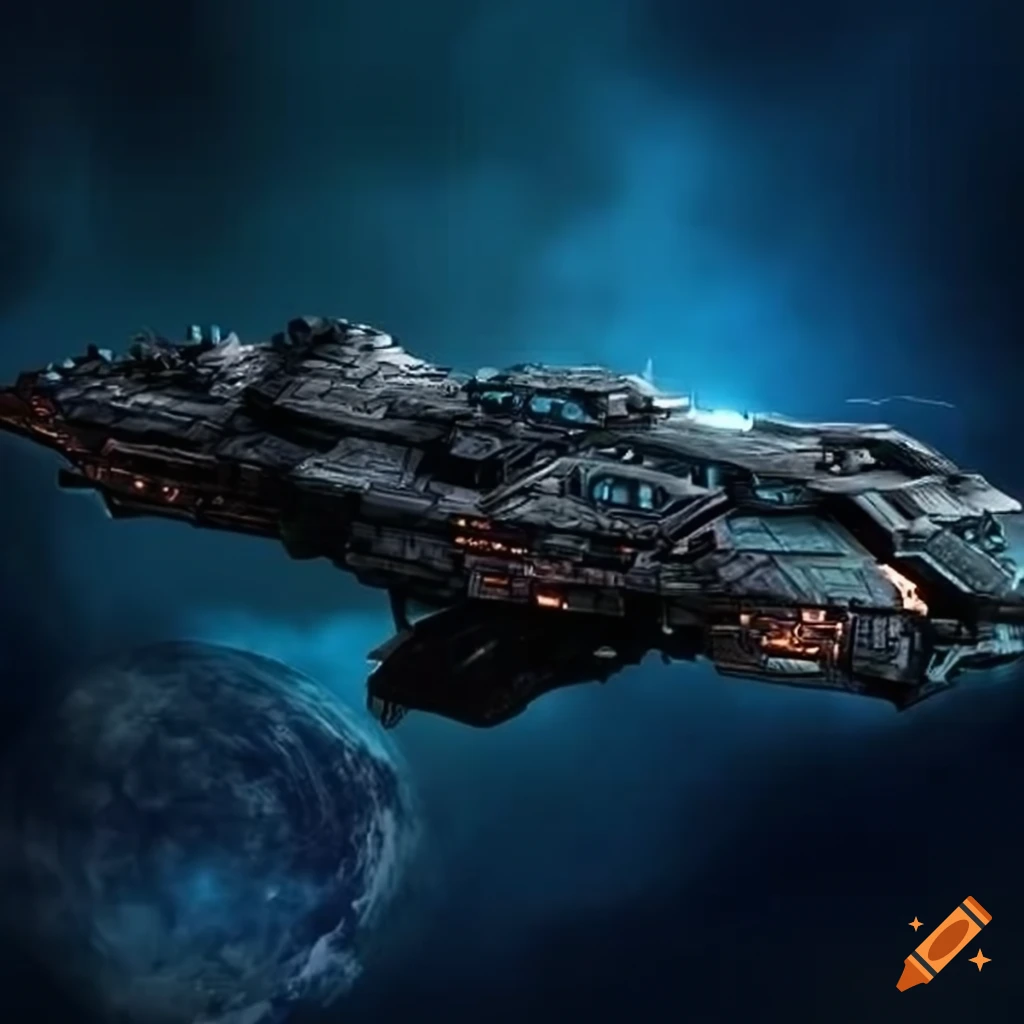 Futuristic space battle ship on Craiyon