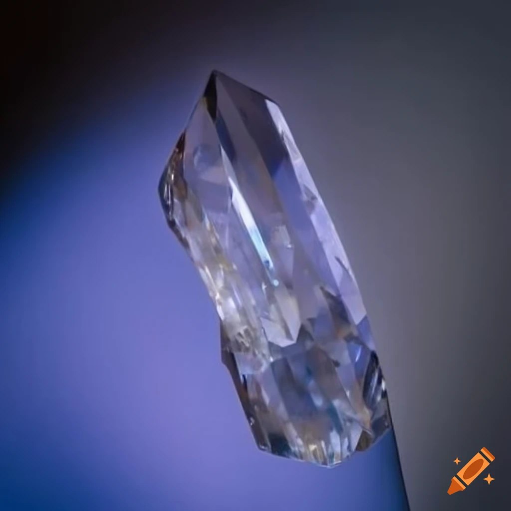 Transparent elongated crystal on Craiyon