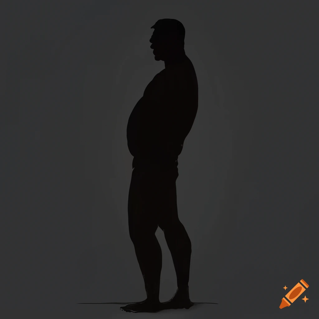 Silhouette of a giant man with arms behind his back on Craiyon