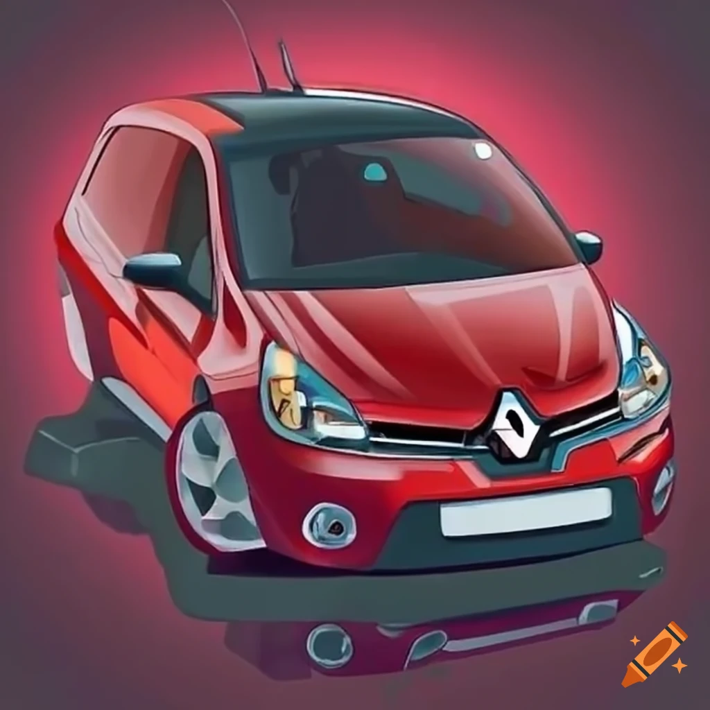 Cartoon red renault clio 4 on Craiyon