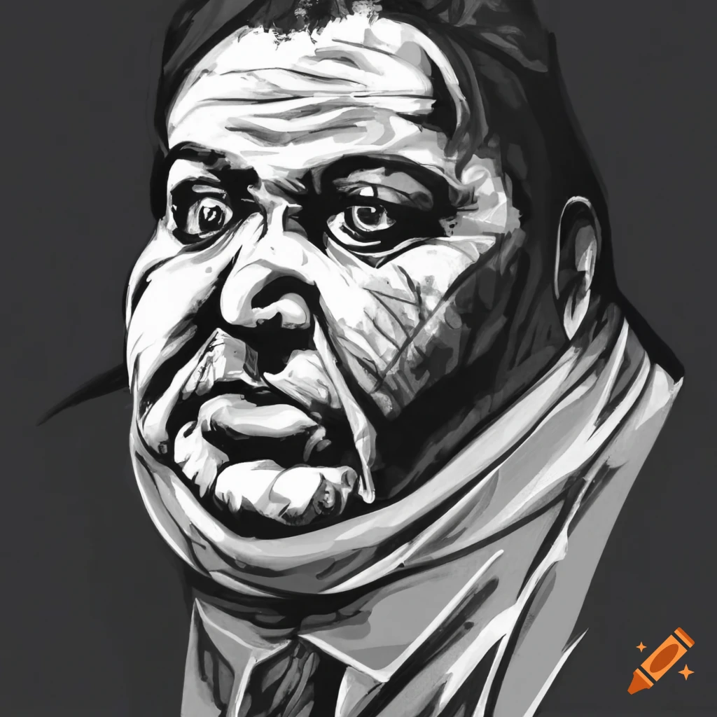 Charcoal drawing of a robust armenian man on Craiyon