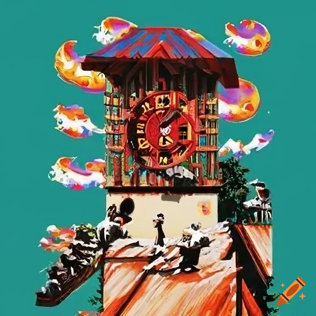Steezy Action Architecture Poster with cuckoo clock style in graphic ...