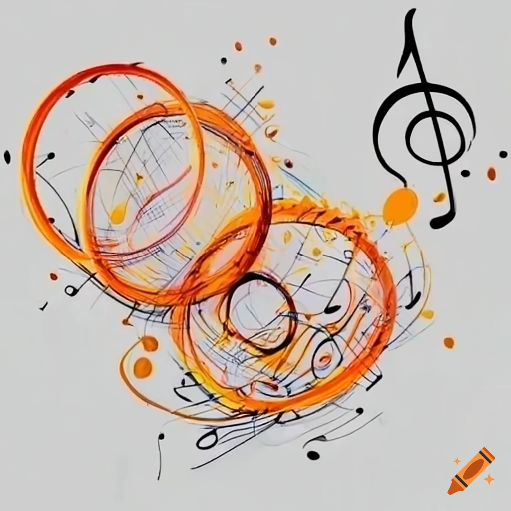 Orange hula hoops and music notes on Craiyon