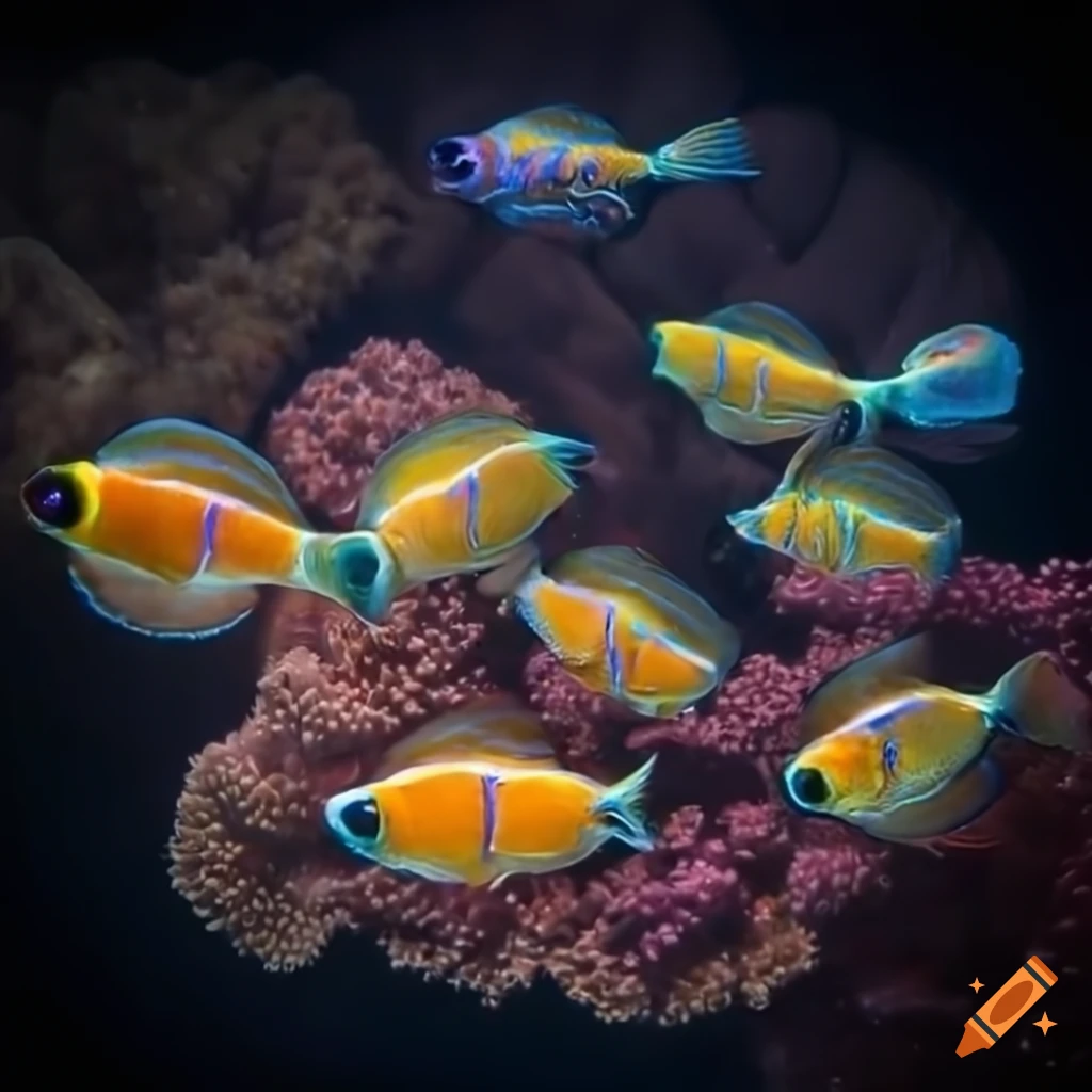 Underwater micro photograph of vibrant exotic fish on Craiyon