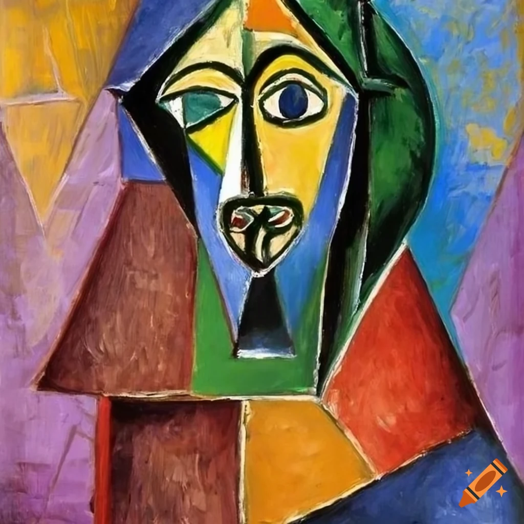 Cubist painting of jesus by pablo picasso in oil on canvas on Craiyon