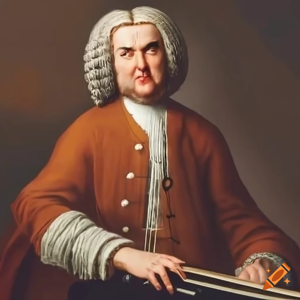 J.s.bach skillfully playing multiple instruments with emotion on Craiyon