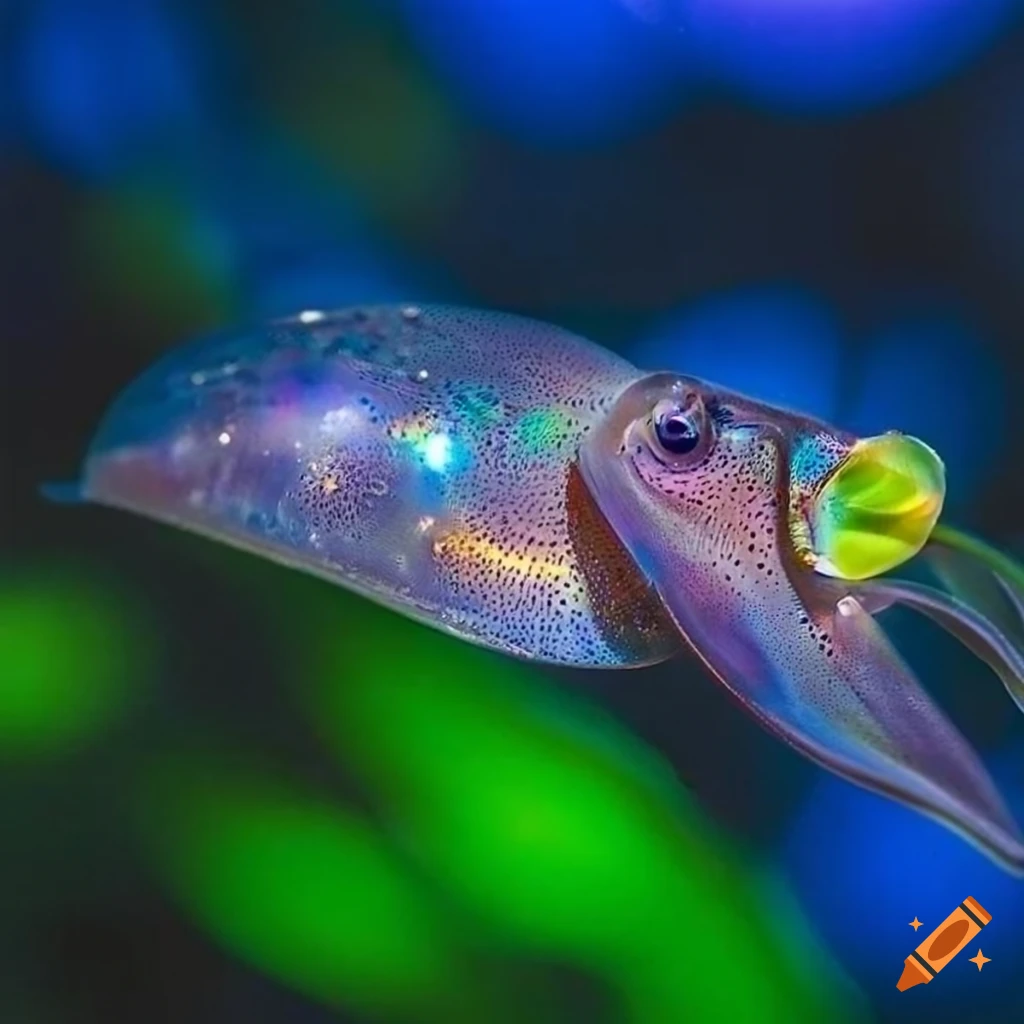 Iridescent deepsea squid mixed with orchid on Craiyon
