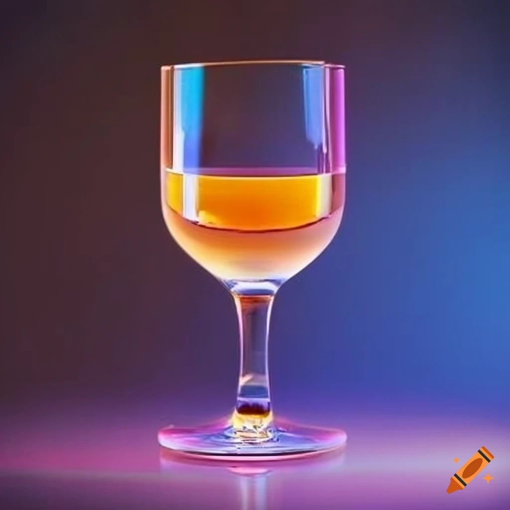 Glass of colorful liqueur in a bright advertising poster on Craiyon