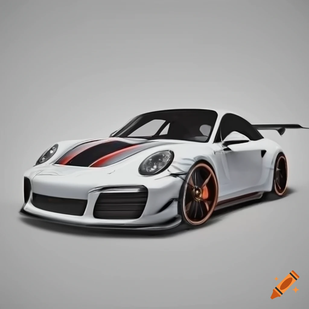 Porsche 991 gtr pearl white car with custom background on Craiyon