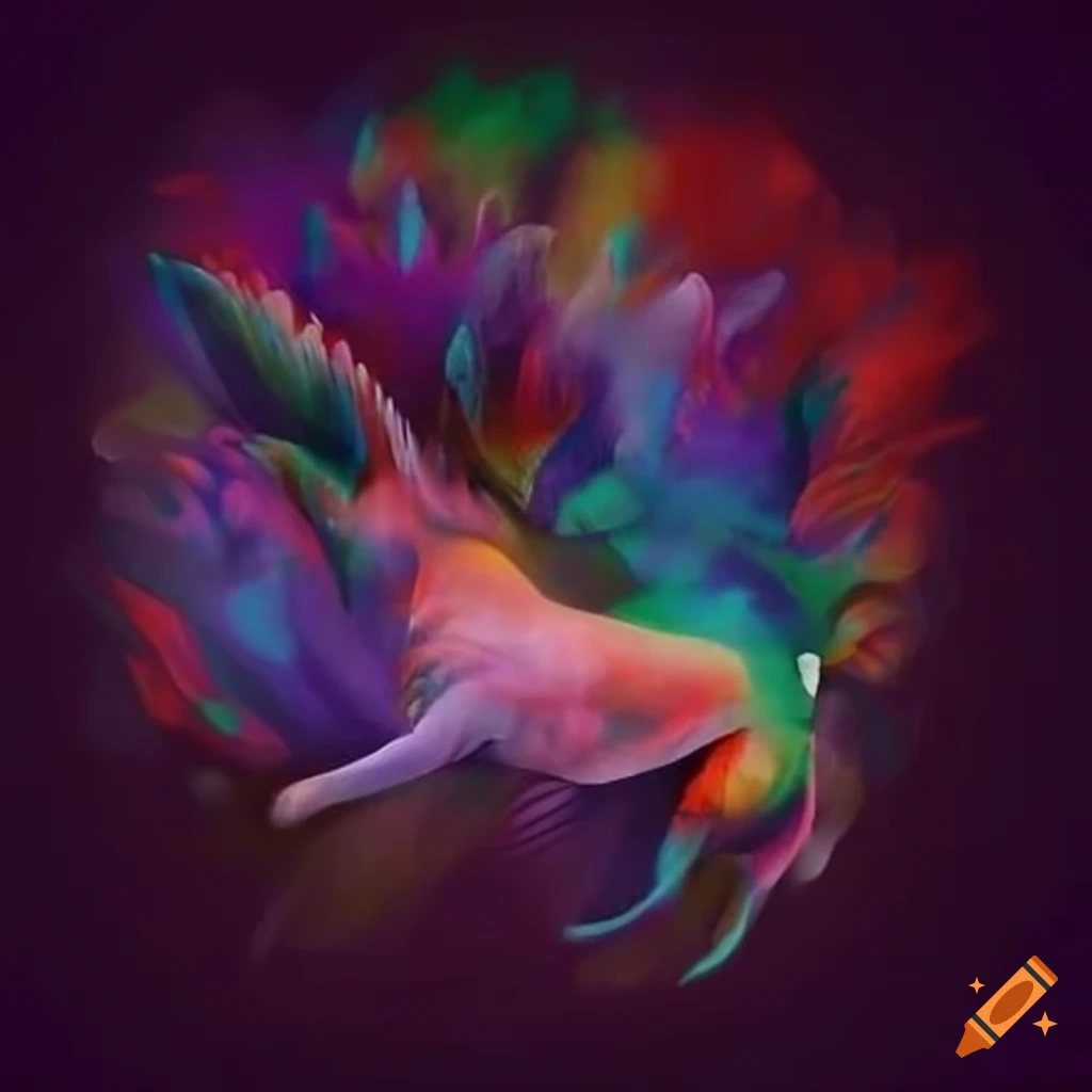 Abstract art of floating animal spirits on Craiyon