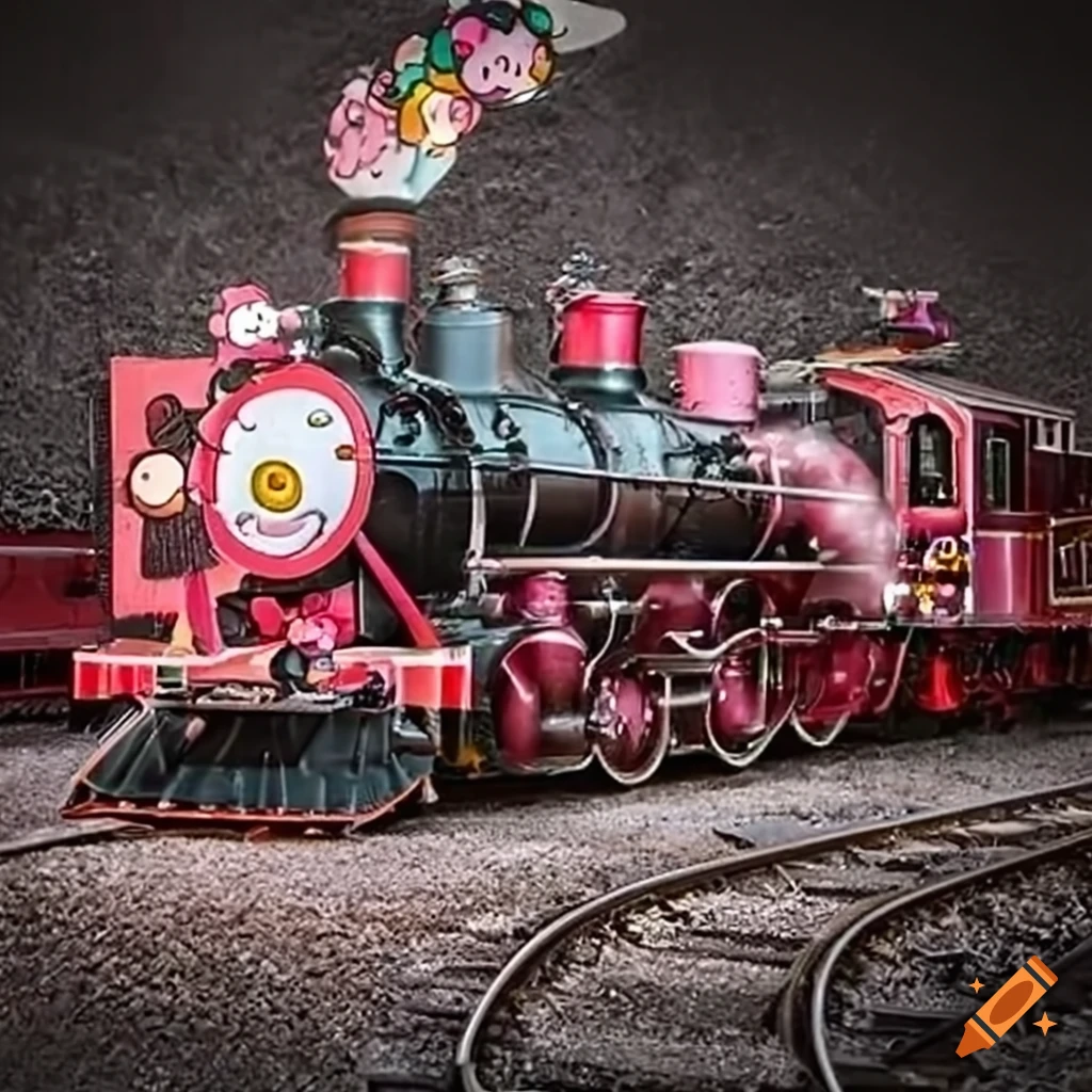 Hello kitty themed steam locomotive on Craiyon