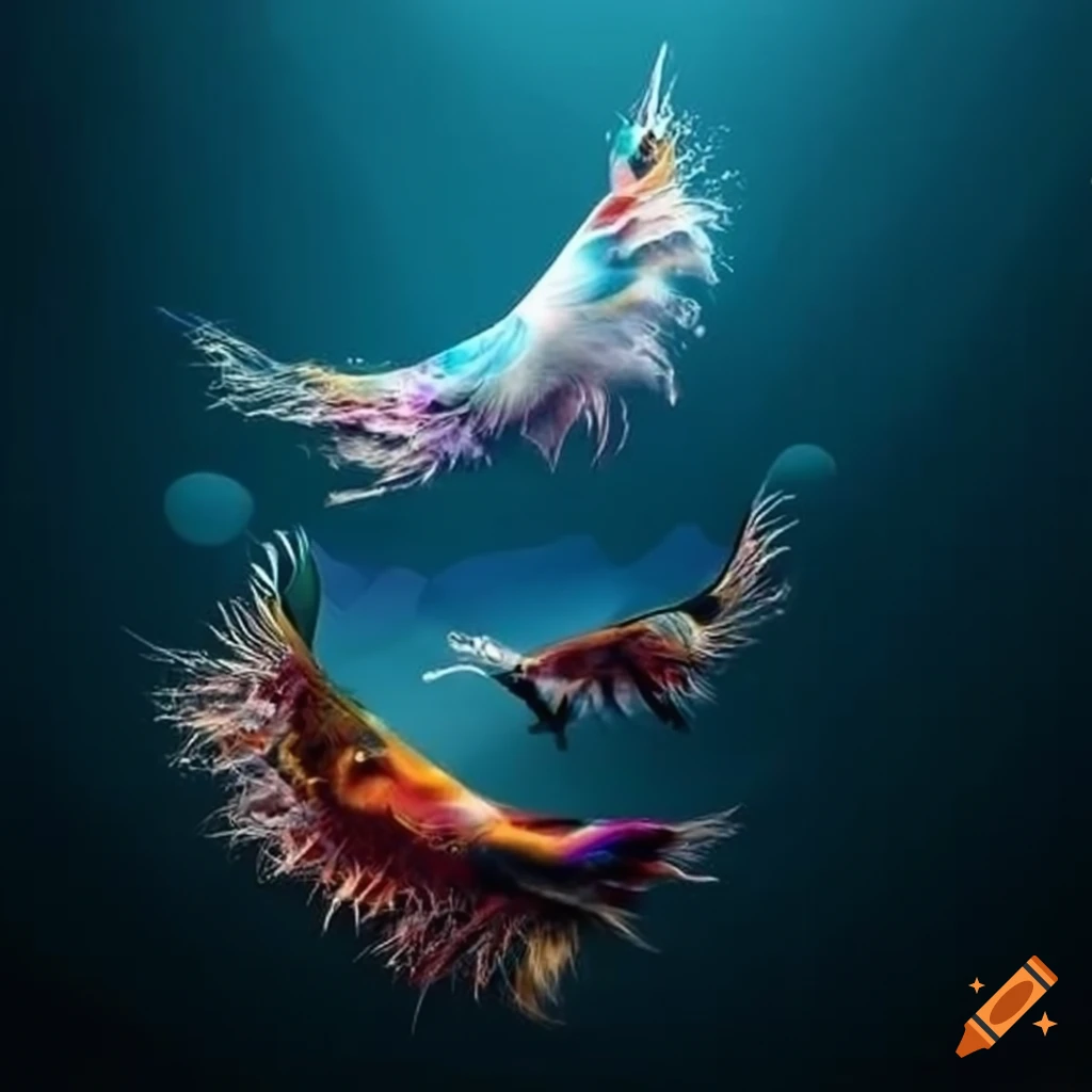 Abstract art of floating animal spirits on Craiyon