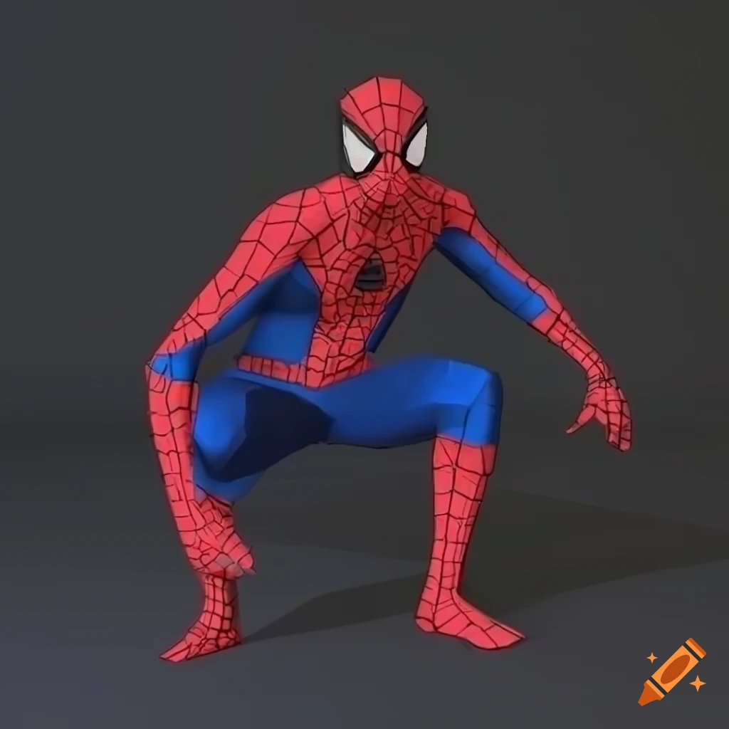 3d low poly spider-man character on Craiyon