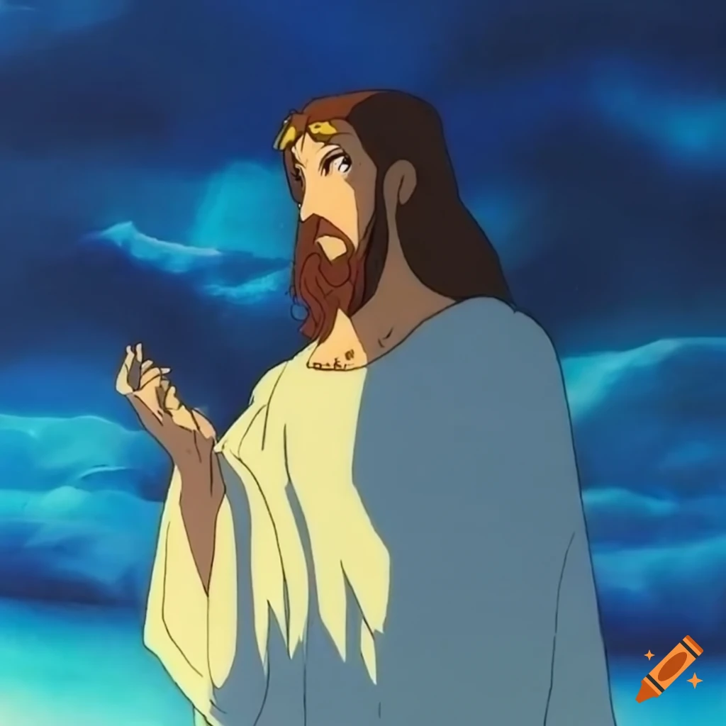 Jesus in studio ghibli anime style, high quality and detailed on Craiyon