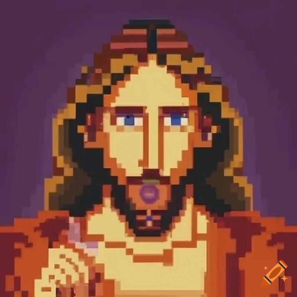 Jesus in 16-bit pixel art style in a video game screenshot on Craiyon