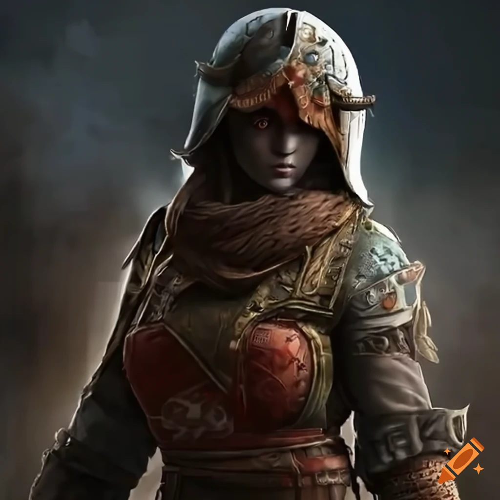 Peacekeeper female character from for honor game in anime style on Craiyon