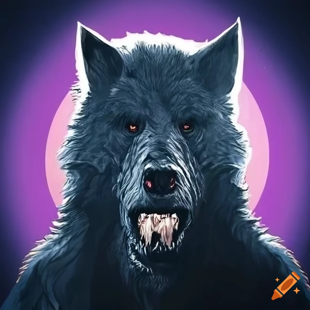 Adam driver transforming into a werewolf under a beaming moon in a star ...