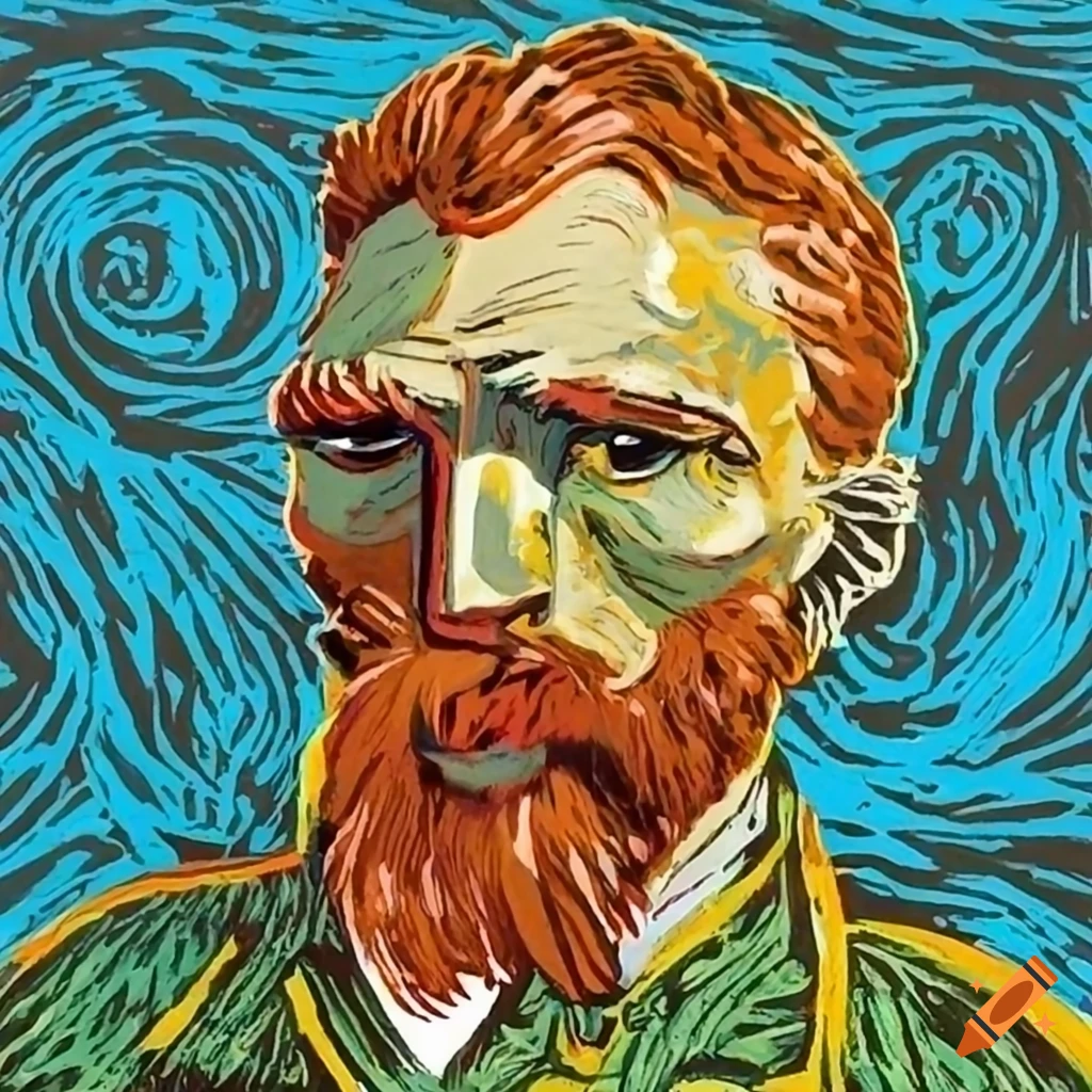 Lino print in the style of van gogh on Craiyon