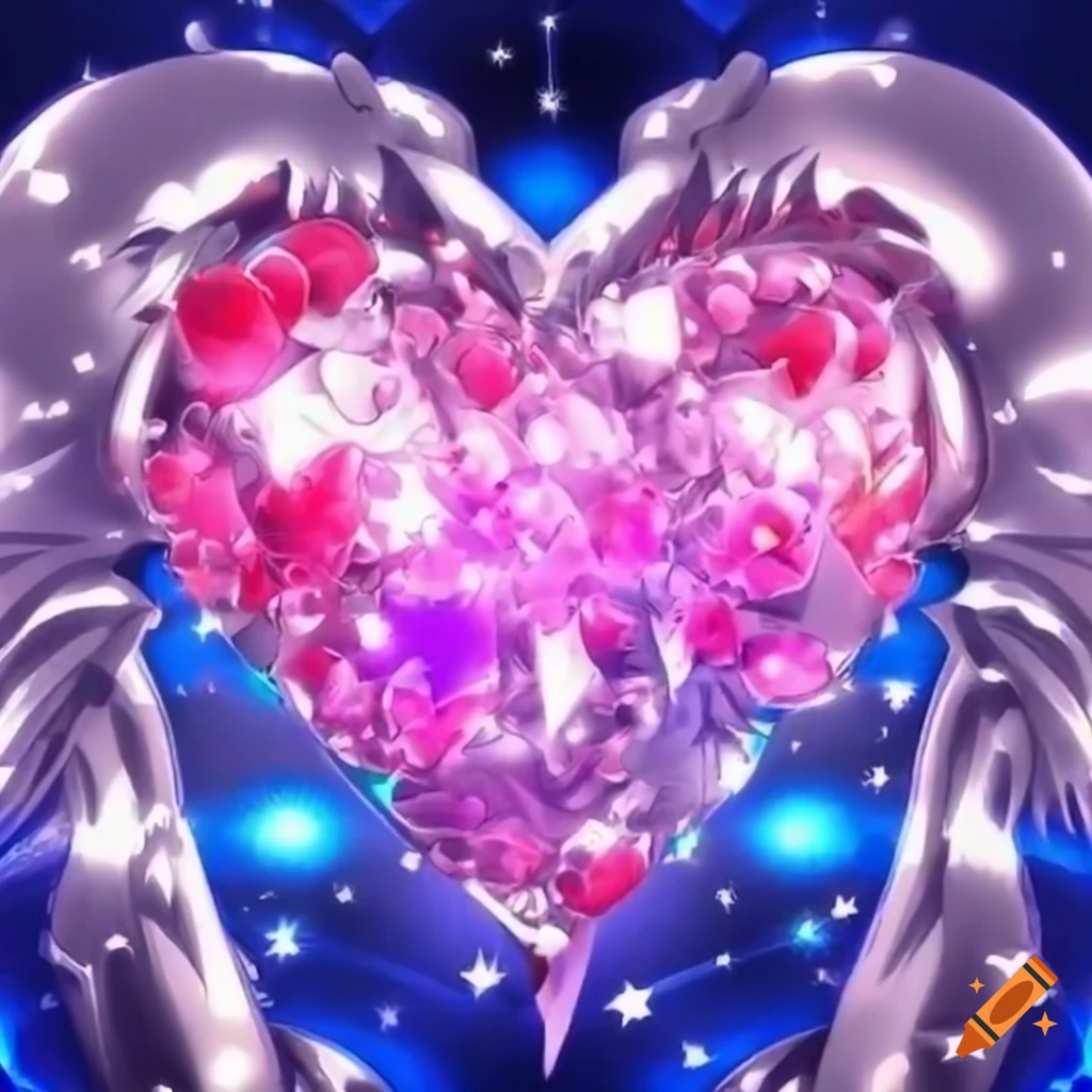 Shiny 3d anime heart wallpaper from the 2000s on Craiyon