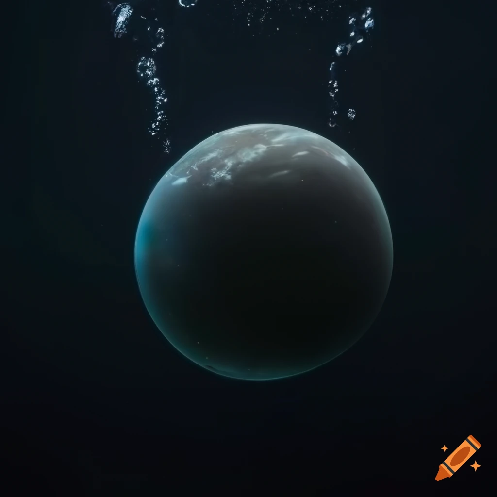 Underwater planet on a black background depicting the depth of the ...