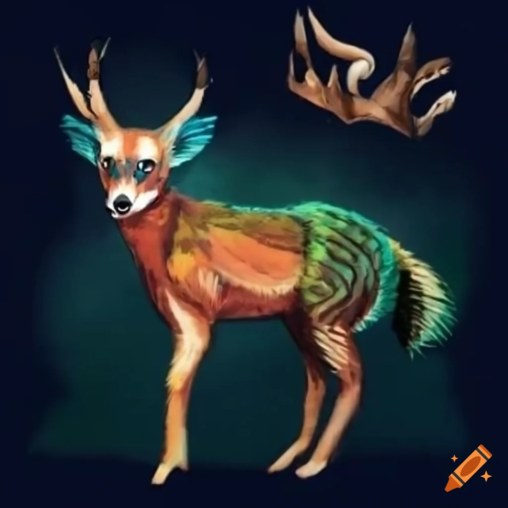 Raccoon-deer animal hybrid concept art with multiple angles on Craiyon