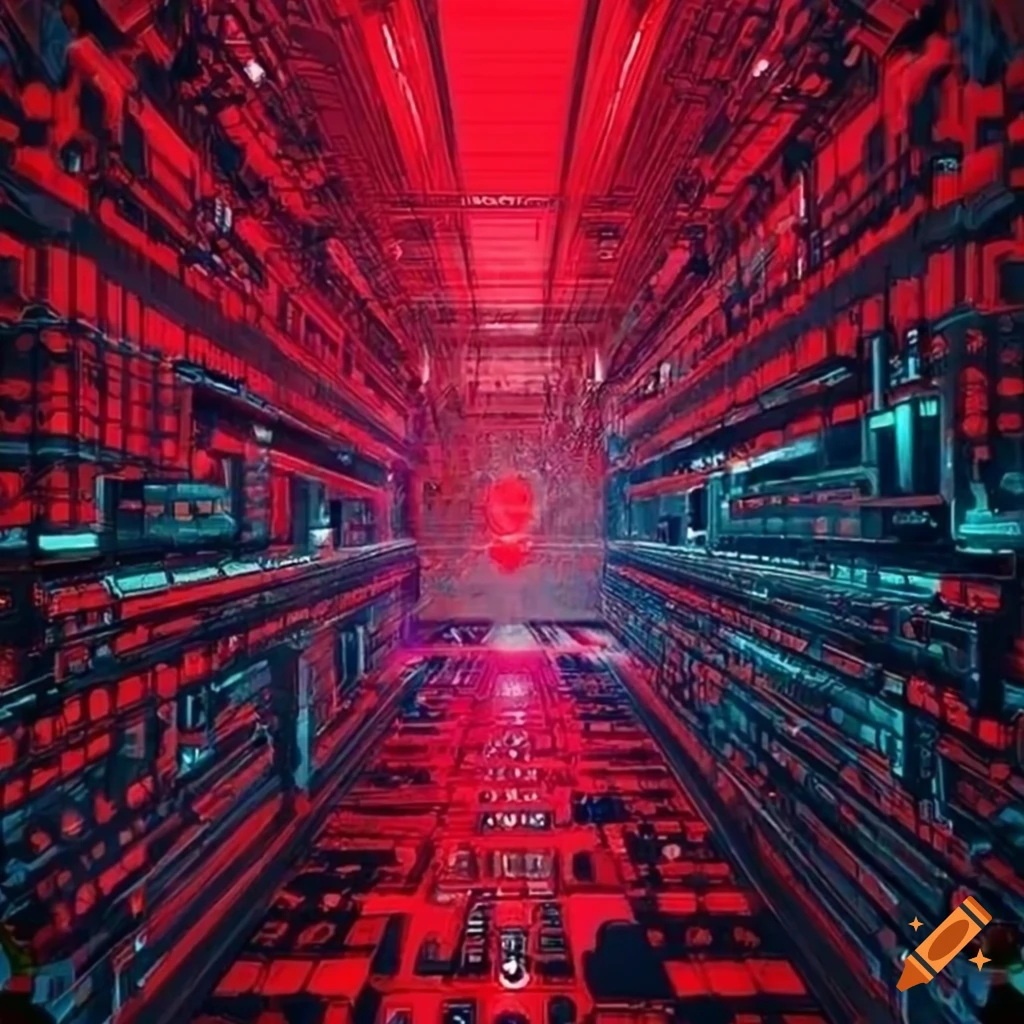 Cybersecurity code and manga wallpaper with predominant red color on ...