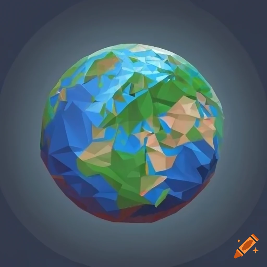 Planet earth in polygon style on Craiyon