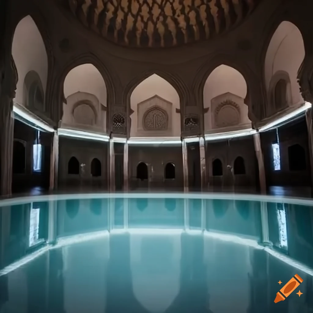 Water pool inside islamic architecture mosque on Craiyon