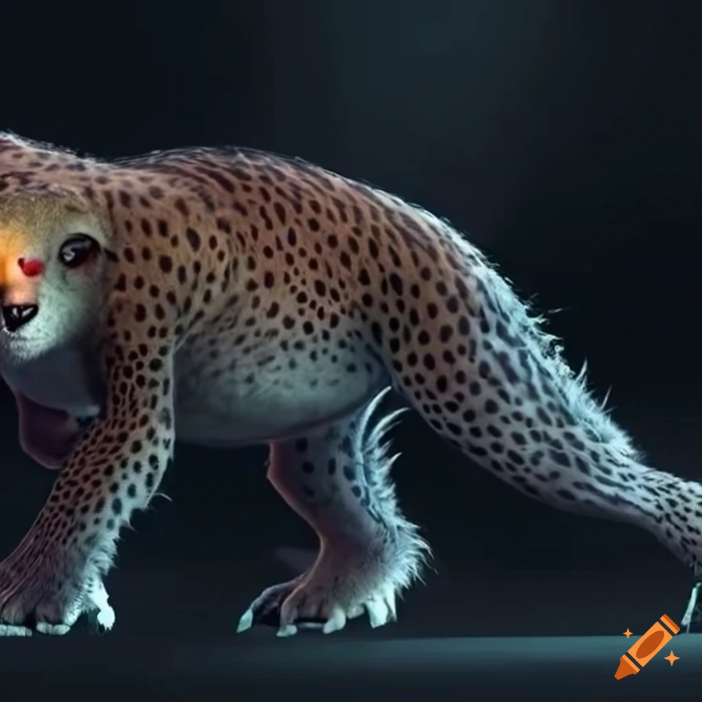 Artistic depiction of speedshadow, a mysterious creature with koala, cheetah, and bear features ...