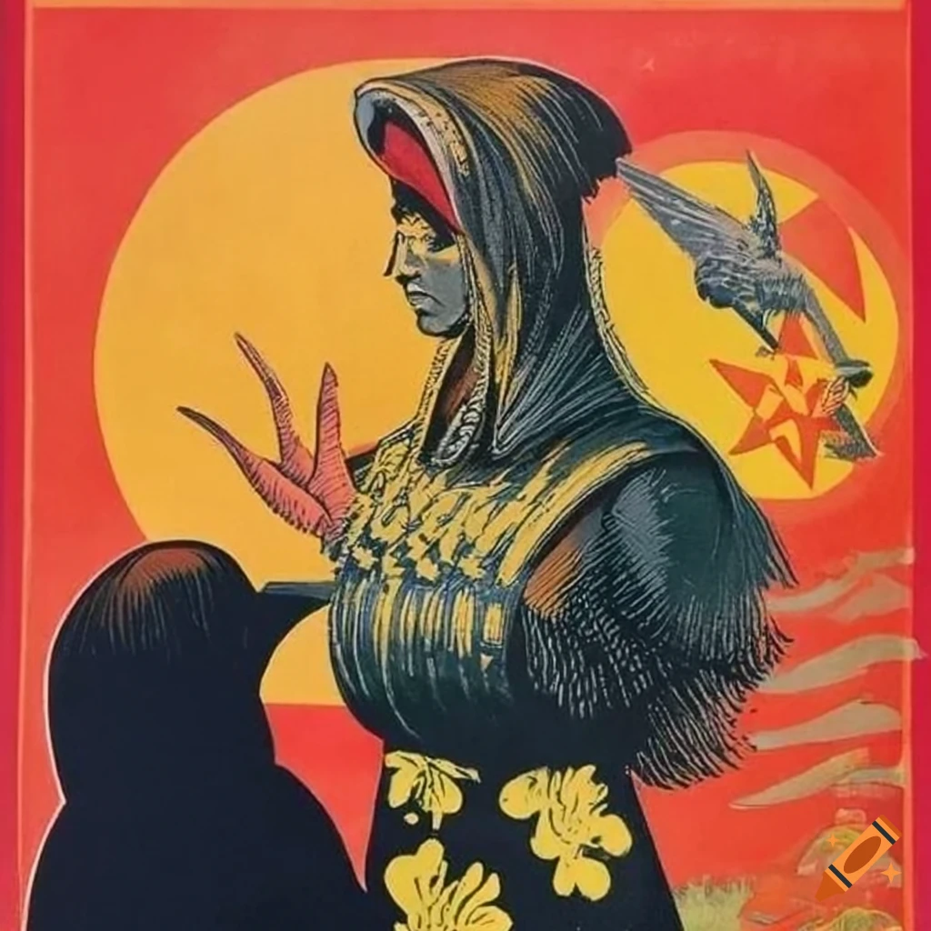 Vintage Soviet propaganda poster of "The Magician" Tarot Card with moon ...