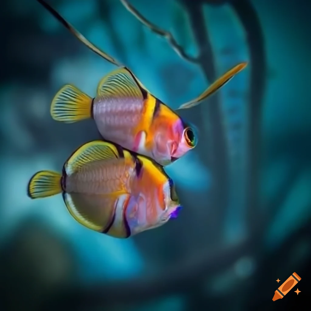 Group of vibrant fish in mesmerizing underwater scene on Craiyon