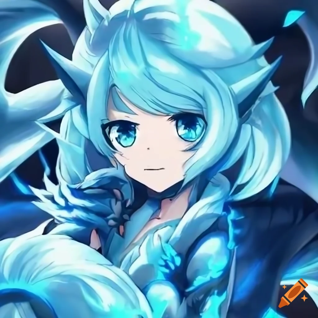 Blue fox dragon in anime style on Craiyon