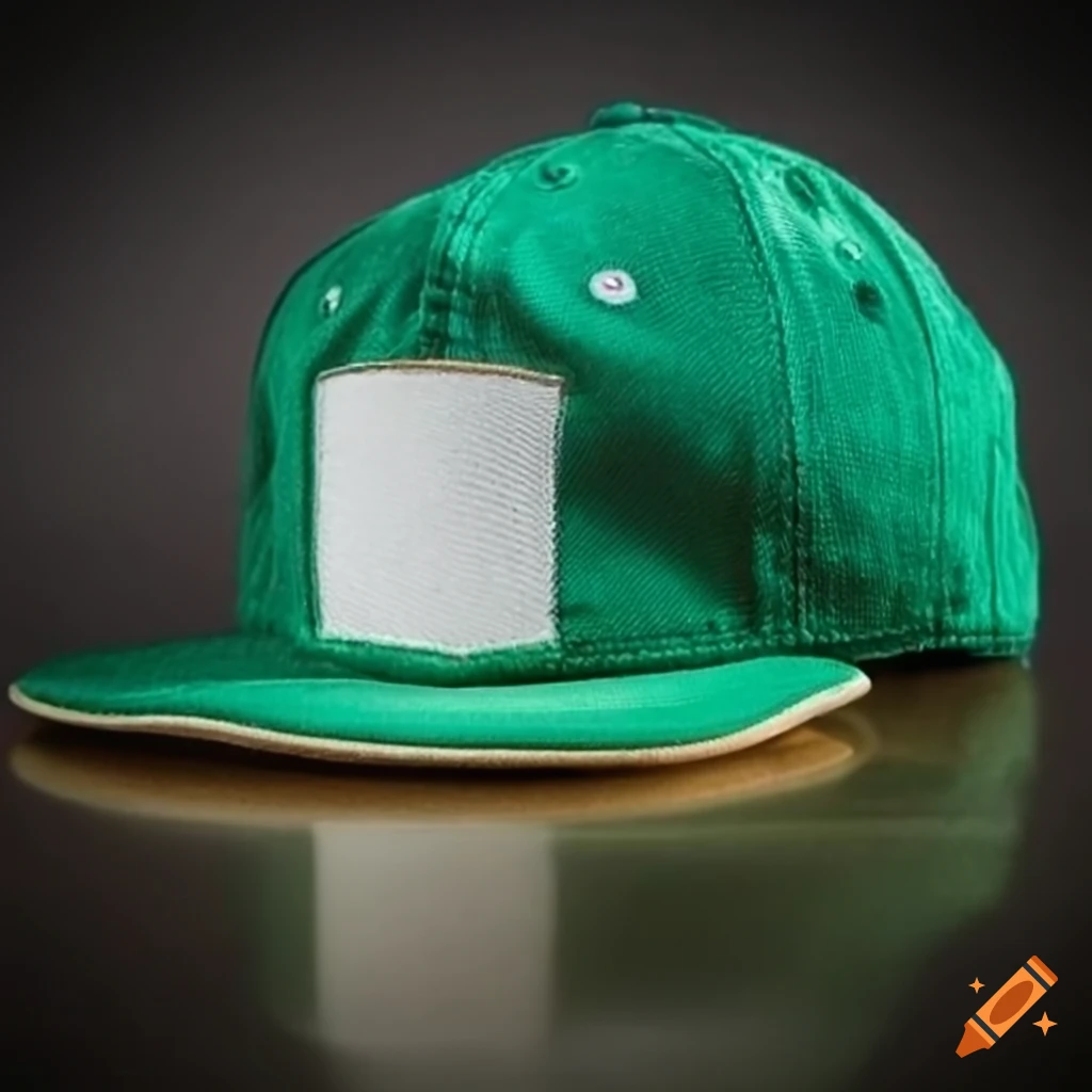 Green baseball cap with a white front on Craiyon