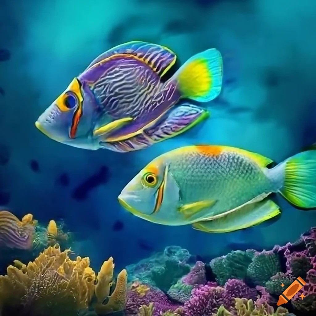 Group of exotic fish in mesmerizing underwater micro photography ...