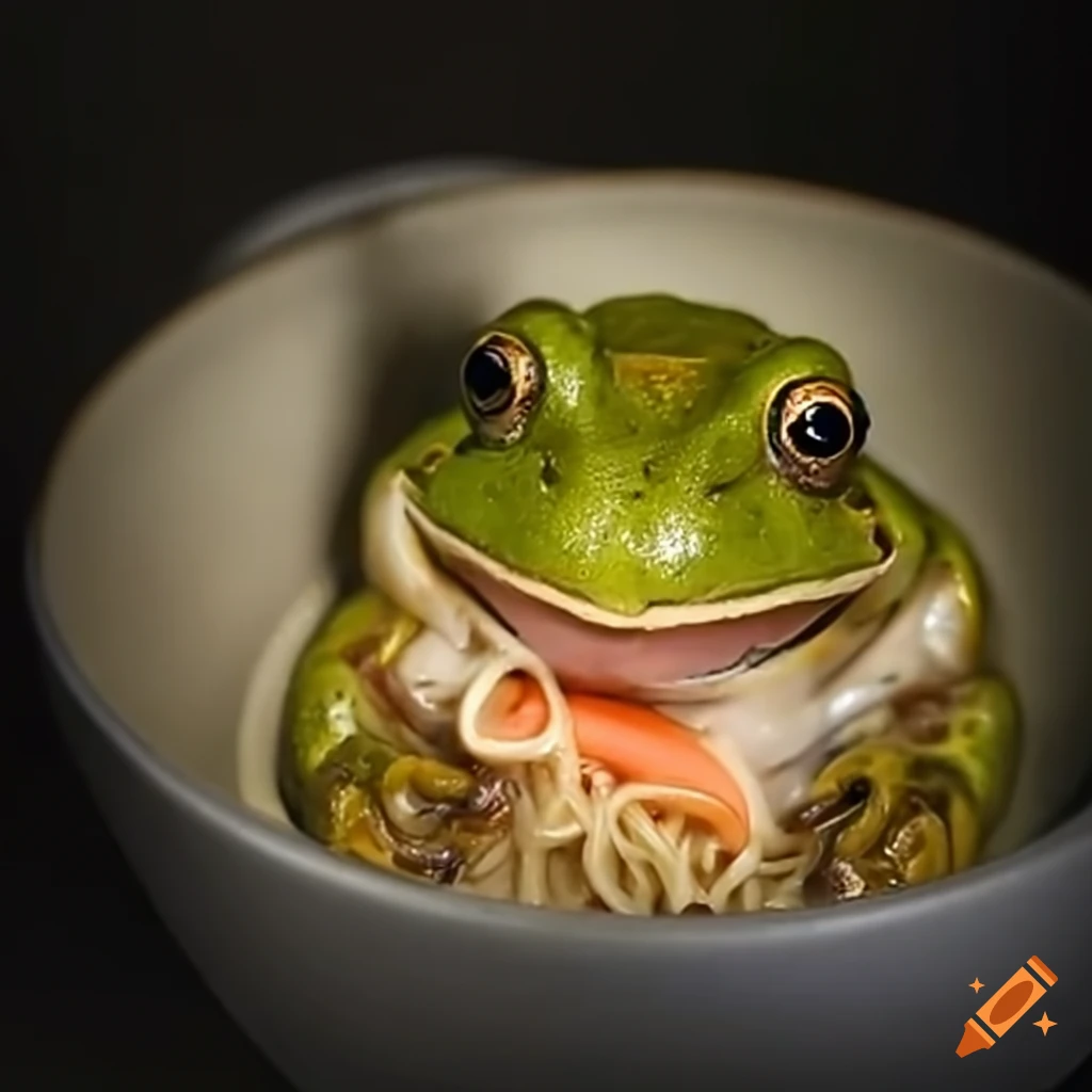 Frog enjoying noodles on Craiyon