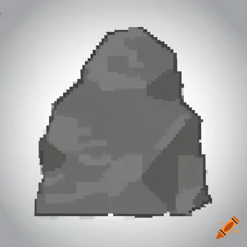Grey pixelated rock on blank background on Craiyon